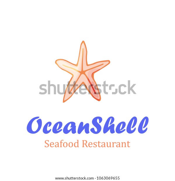 Seafood Restaurant Logo Shell Cartoon Style Stock Vector (Royalty Free ...