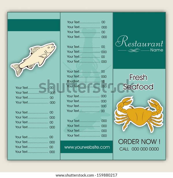 Seafood Restaurant Menu Card Design On Stock Vector (Royalty Free ...