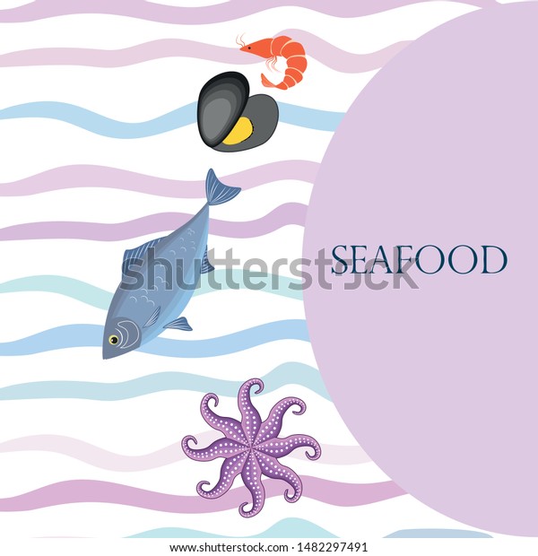 Seafood Vector Illustration Fresh Sea Fish Stock Vector (Royalty Free ...
