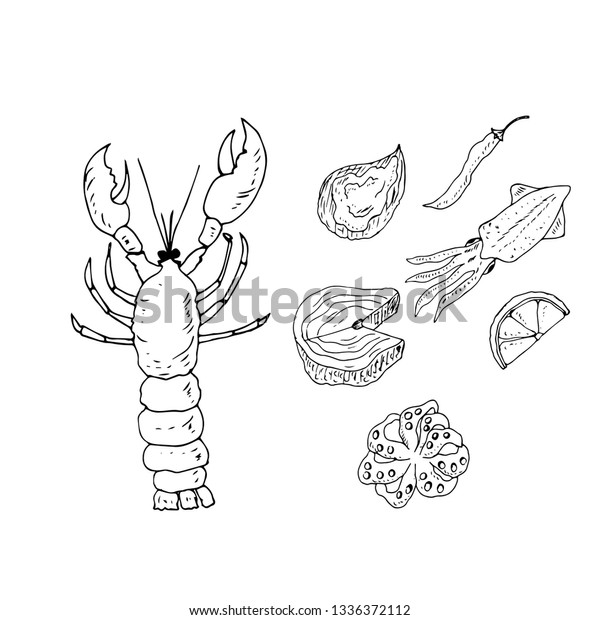 Seafoodcoloring Vector Illustration Stock Vector (Royalty Free ...