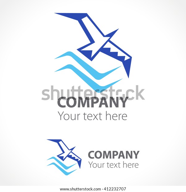 Seagull Flying Above Waves Logo Design Stock Vector (Royalty Free ...