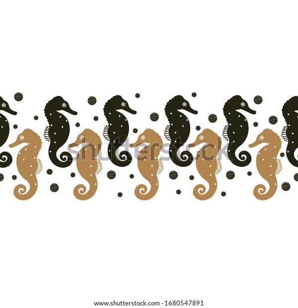 Seahorse Vector Seamless Horizontal Border Can Stock Vector (Royalty ...