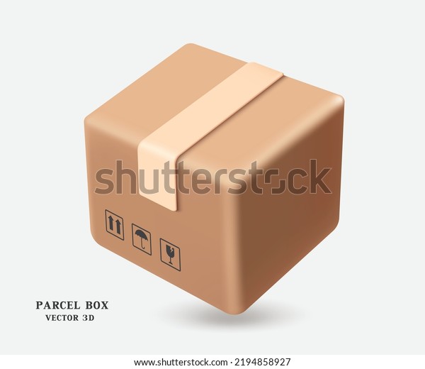Sealed Brown Parcel Box There Caution Stock Vector (Royalty Free ...