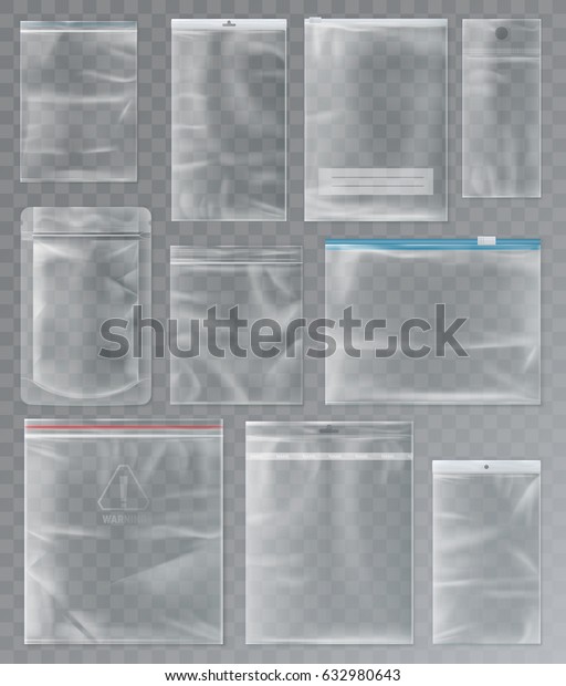 Sealed Transparent Sachet Set Isolated Sealed Stok Vektör (Telifsiz ...