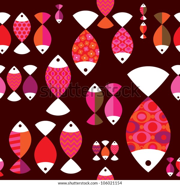 Seamless Abstract Retro Fish Underwater Background Stock Vector ...