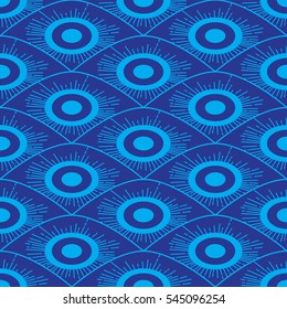 Seamless African Blue Background Pattern Art Stock Vector (Royalty Free ...