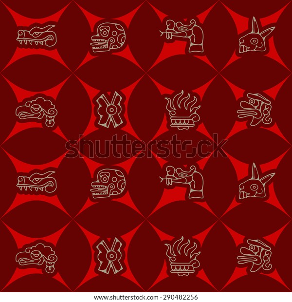 Seamless Background Aztec Calendar Day Glyphs Stock Vector (Royalty ...