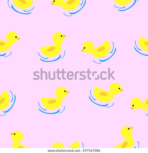 Seamless Background Baby Ducks Pink Background Stock Vector (Royalty ...