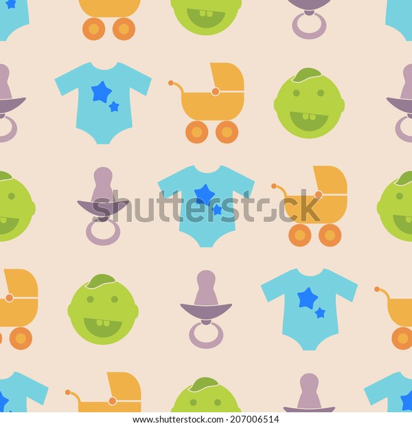 Seamless Background Baby Stuff Stock Vector (Royalty Free) 207006514