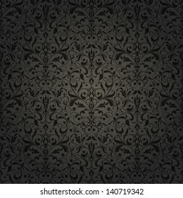 Seamless Background Black Color Style Damascus Stock Vector (Royalty ...