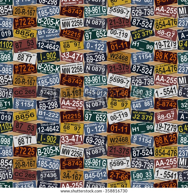 Seamless Background Car Numbers Plates All Stock Vector (Royalty Free ...
