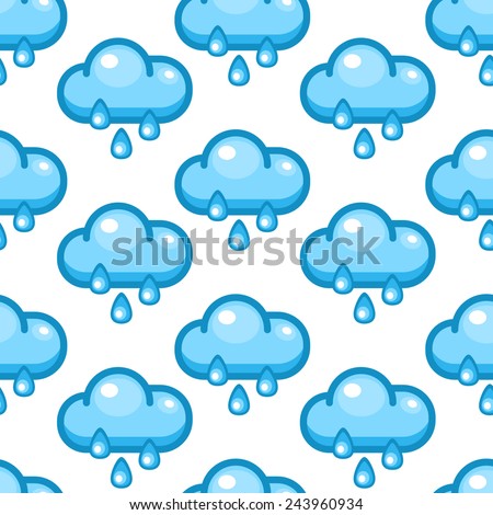 Seamless Background Cartoon Clouds Rain Drops Stock Vector (Royalty ...