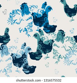 Seamless Background Chickens Stock Vector (Royalty Free) 1316575532 ...