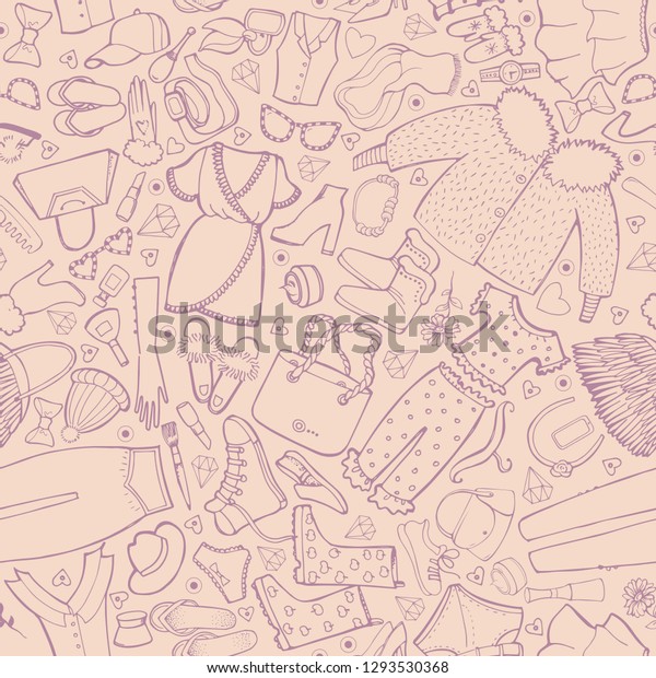 Seamless Background Clothes Line Art Vector Stock Vector (Royalty Free ...