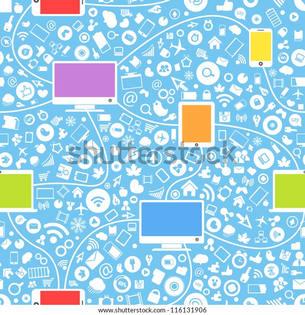 Seamless Background Color Modern Gadgets Media Stock Vector (Royalty ...