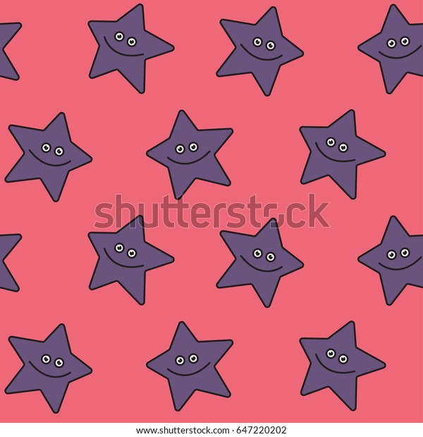 Seamless Background Cute Cartoon Stars Pattern Stock Vector (Royalty ...