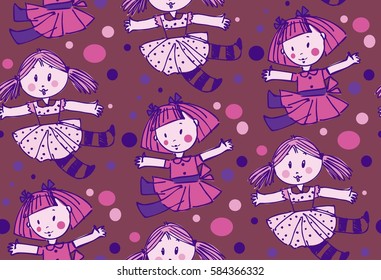 Seamless Background Dolls Stock Vector (Royalty Free) 584366332 ...