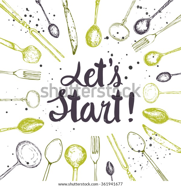 Seamless Background Eating Utensils Vector Illustration Stock Vector ...