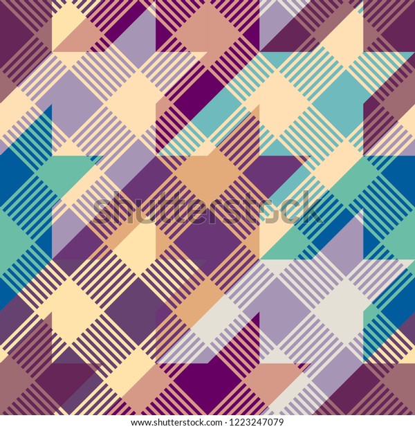 Seamless Background Geometric Abstract Diagonal Plaid Stock Vector ...