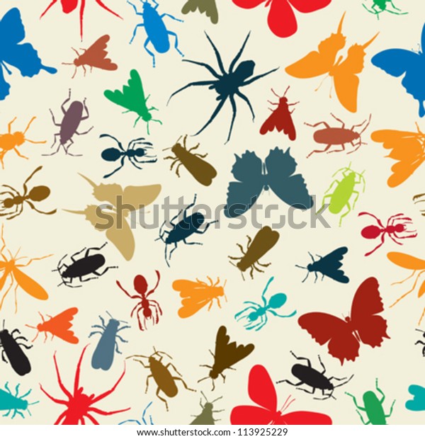 Seamless Background Illustration Insects Colors Stock Vector (Royalty ...