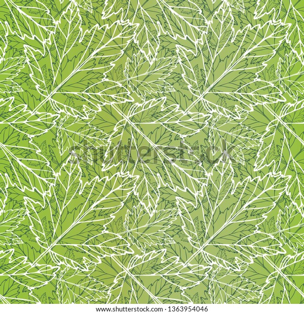 Seamless Background Leaves Green Pattern Contour Stock Vector (Royalty ...