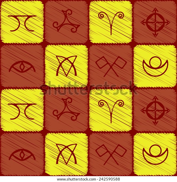Seamless Background Magical Symbols Elves Fyn Stock Vector (Royalty ...