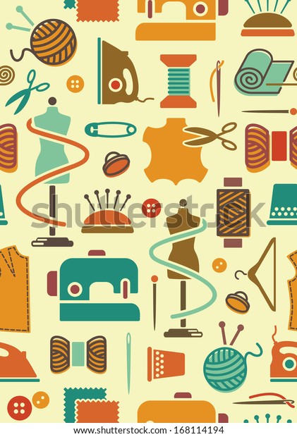 Seamless Background On Sewing Theme Vintage Stock Vector (Royalty Free ...