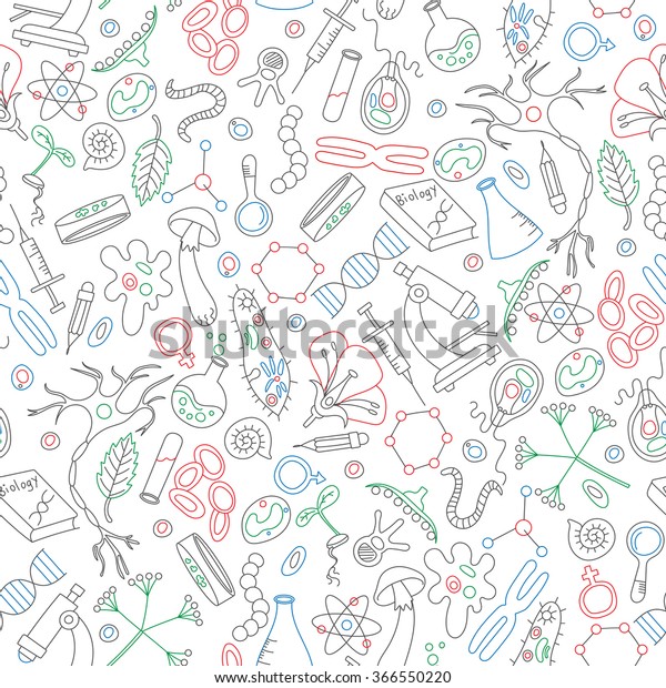 Seamless Background On Theme Biology Education Stock Vector (Royalty ...