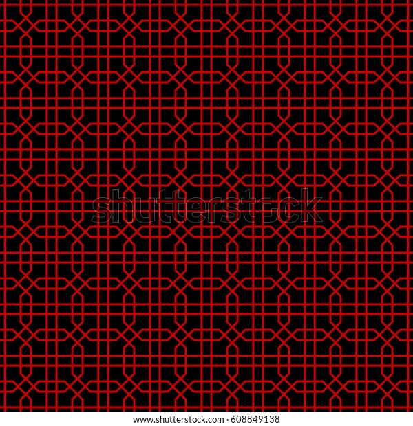 Seamless Background Oriental Black Red Octagon Stock Vector (Royalty ...