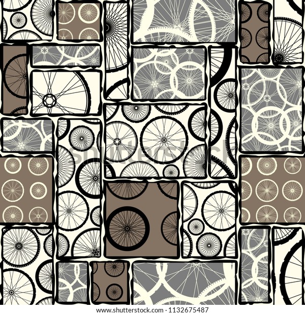 Seamless Background Pattern Pattern Bycicles Wheels Stock Vector ...