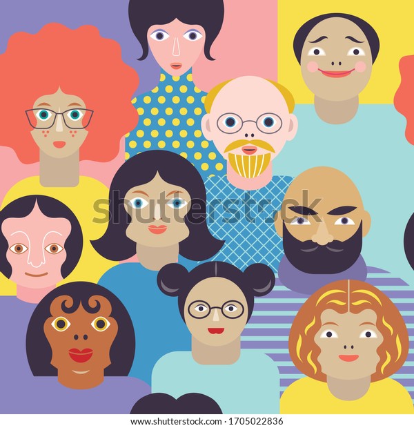 Seamless Background People Cartoon Characters Different Stock Vector ...