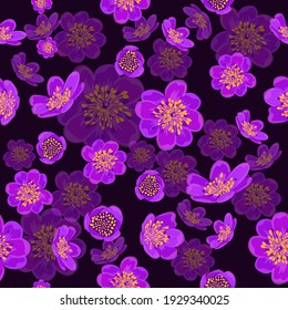 Seamless Background Purple Flowers Vector Illustration Stock Vector ...