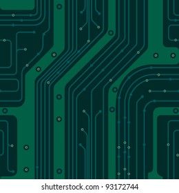 Seamless Background Simulates Green Circuit Board Stock Vector (Royalty ...