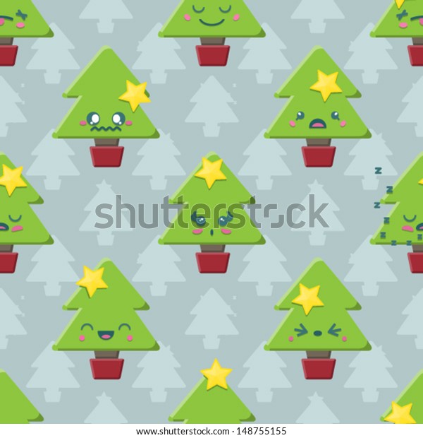 Seamless Background Tile Super Cute Kawaii Stock Vector (Royalty Free ...