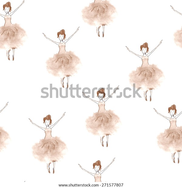 Seamless Background Watercolor Elegant Ballet Dancers Stock Vector ...
