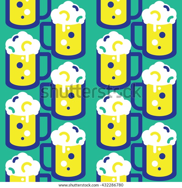Seamless Beer Glass Pattern Icon Vector Stock Vector (Royalty Free ...