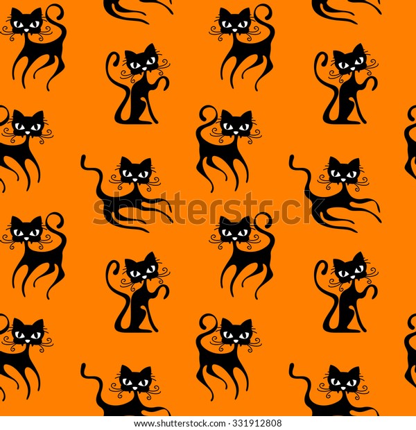 Seamless Black Cat Pattern Stock Vector (Royalty Free) 331912808