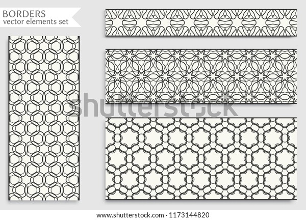 Seamless Black Line Borders Set Geometric Stock Vector (Royalty Free ...