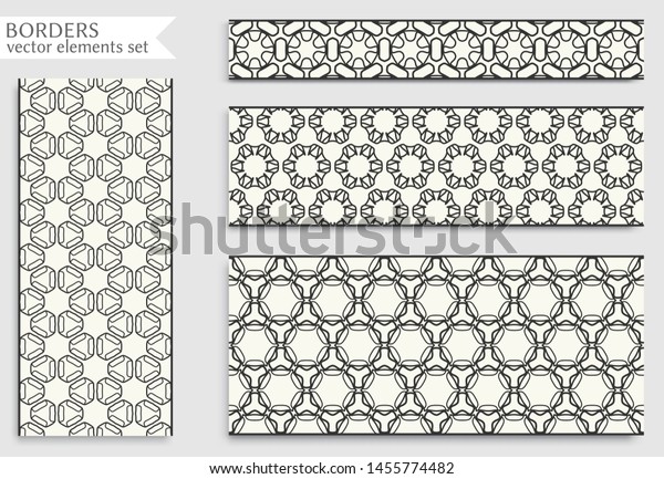 Seamless Black Line Borders Set Geometric Stock Vector (Royalty Free ...