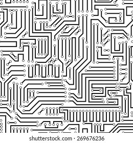 Seamless Black White Electronic Plate Pattern Stock Vector (Royalty ...