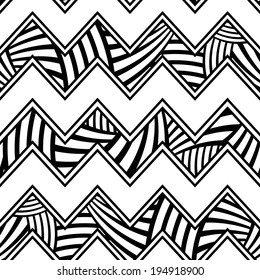 Seamless Black White Geometric Zigzag Pattern Stock Vector (Royalty ...