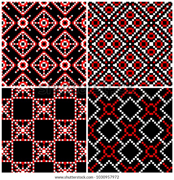 Seamless Black White Red Patterns Classic Stock Vector (Royalty Free ...