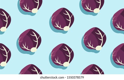 Seamless Blue Background Cabbage Heads Shadow Stock Vector (Royalty ...