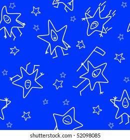 Seamless Blue Background Cartoon Star Characters Stock Vector (Royalty ...