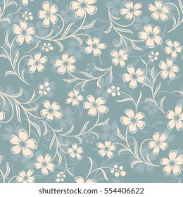 Seamless Blue Grey Flower Vector Background Stock Vector (Royalty Free ...
