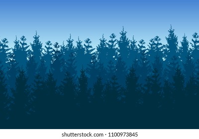Seamless Blue Vector Forest Landscape Coniferous Stock Vector (Royalty ...