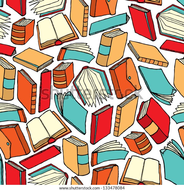 Seamless Book Pattern Background Wallpaper Stock Vector (Royalty Free ...