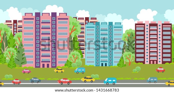 Seamless Border Cityscape Your Design Stock Vector (Royalty Free ...