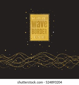 Seamless Border Gold Wavy Lines Scattered Stock Vector (Royalty Free ...