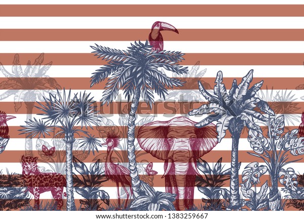 Seamless Border Graphical Tropical Tree Such Stock Vector (Royalty Free ... Seamless Border Graphical Tropical Tree Such Stock Vector (Royalty Free ...